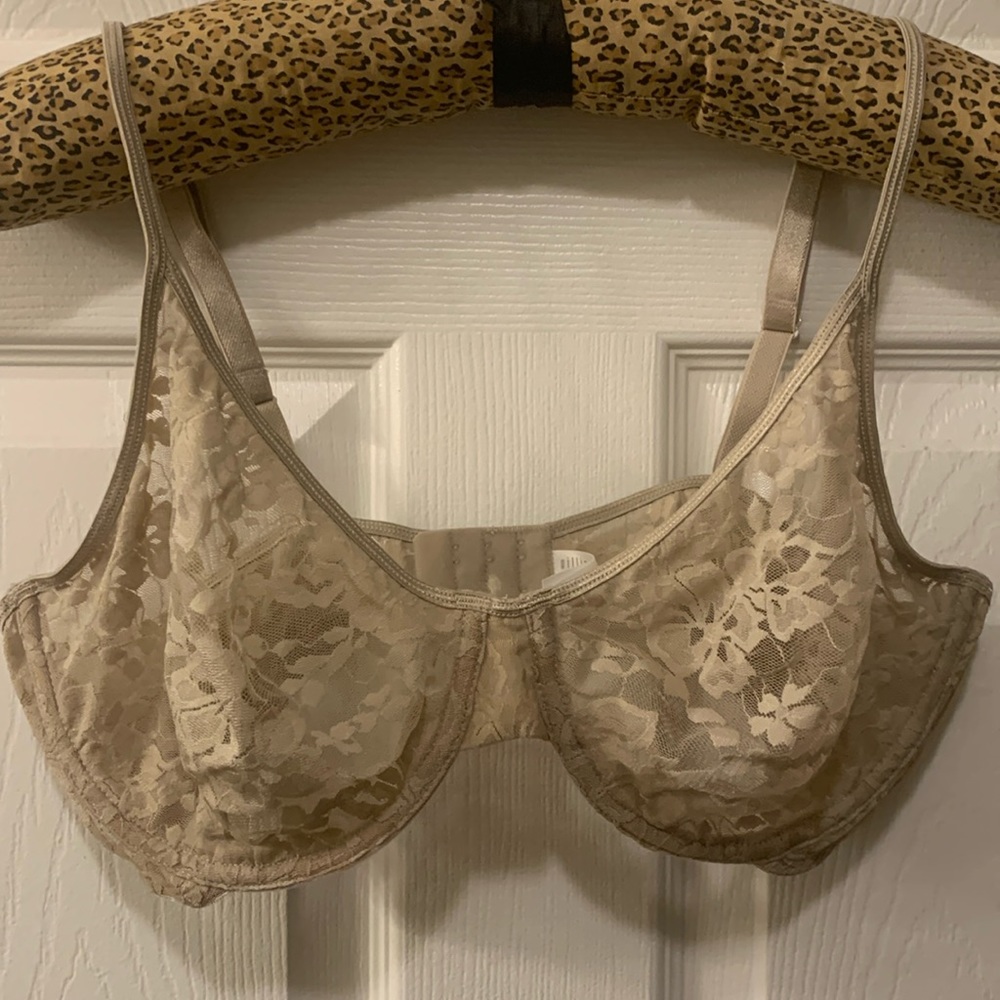 Vintage Bra Gilligan Omalley Nude Lace Semi Sheer Sz Gem